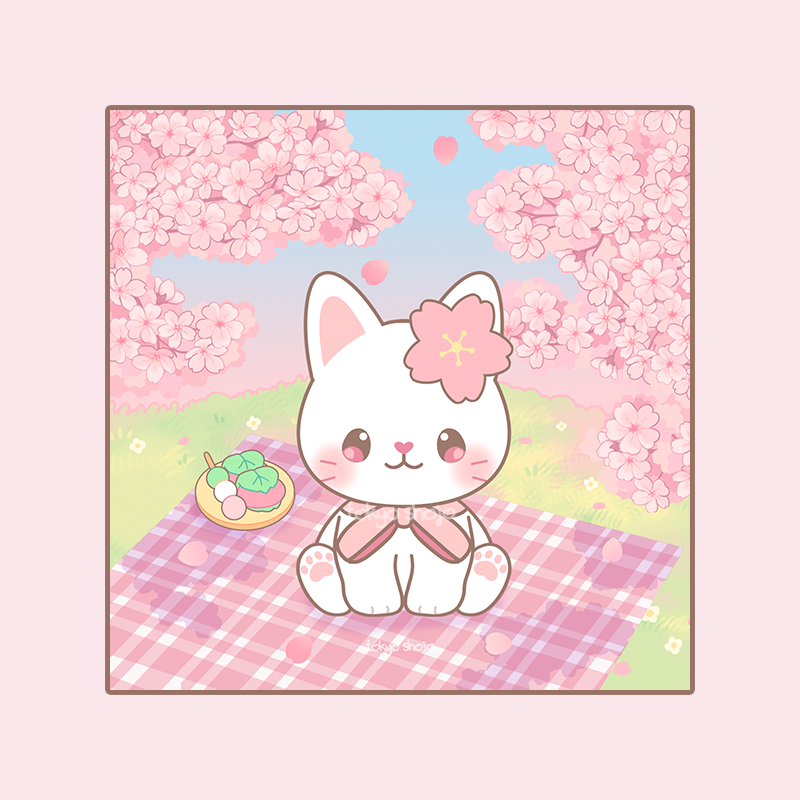 Hanami the Cat 5"x5" Art Print – tokyo shojo