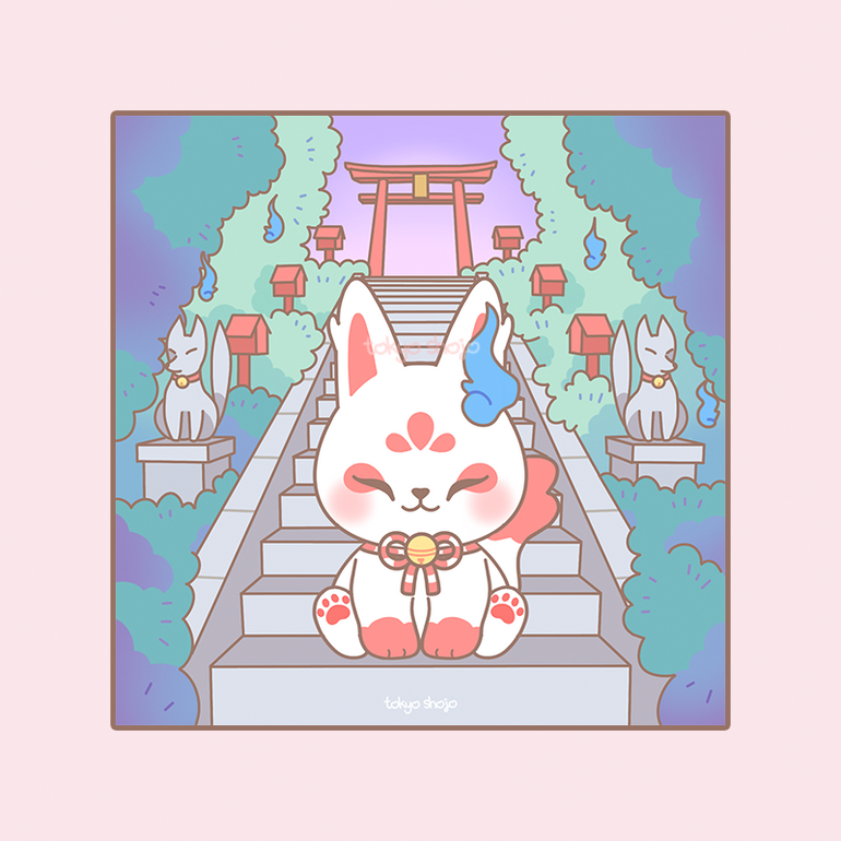 Inari the Kitsune 5"x5" Art Print – tokyo shojo